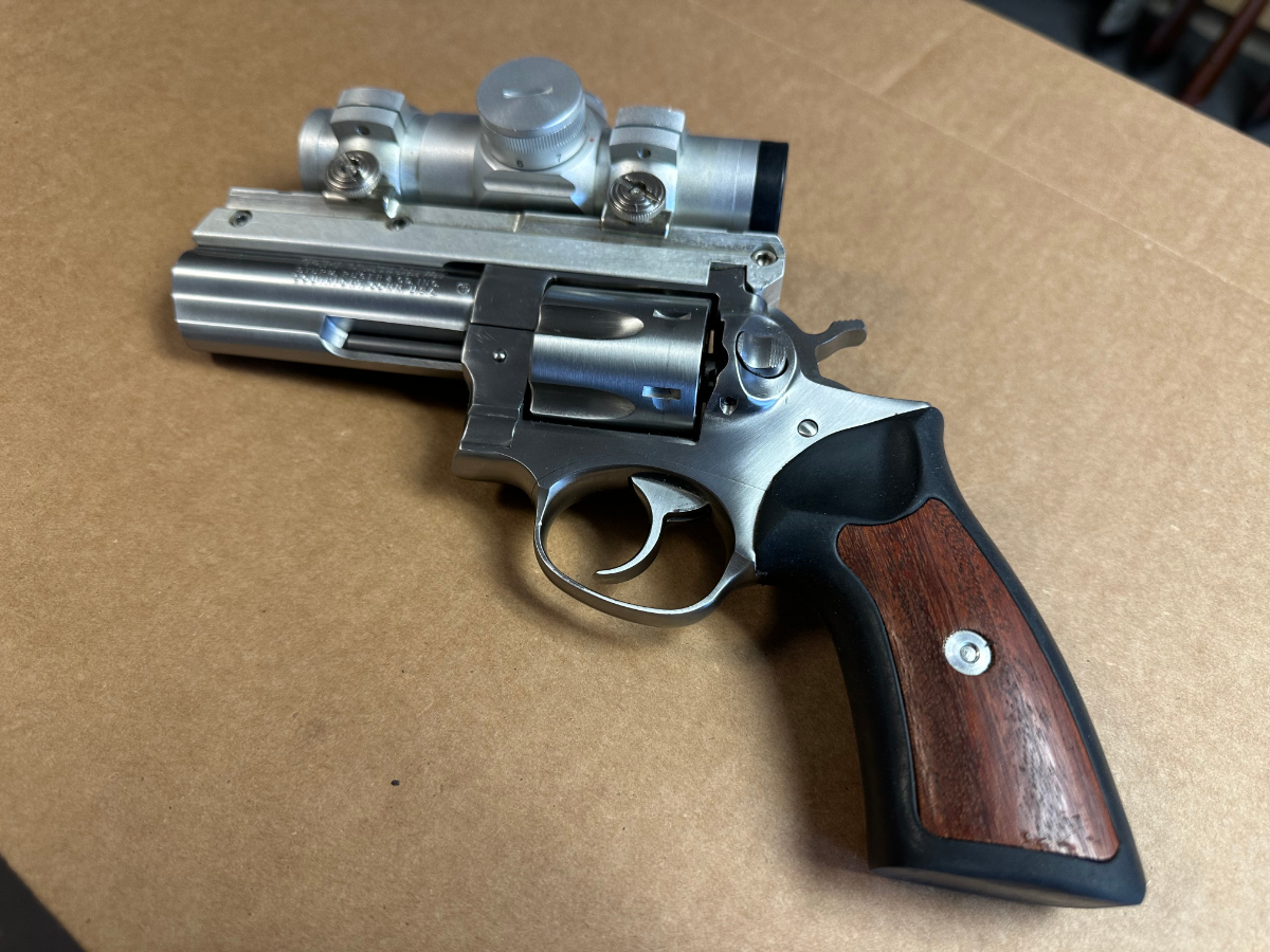 Ruger MODEL GP100 6 SHOT REVOLVER WITH 4 INCH BARREL SCOPE MOUNTED ...