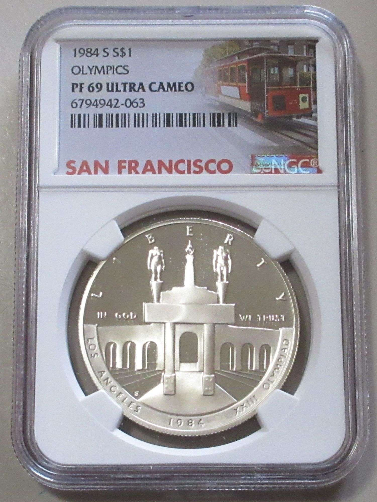 BEAUTIFUL 1984-S US OLYMPICS SILVER PROOF DOLLAR NGC 69 ULTRA CAMEO ...