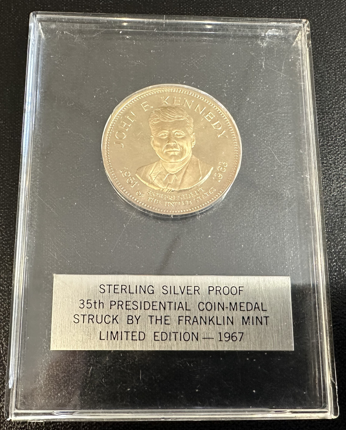 1967 John F. Kennedy Presidential Coin Medal (Franklin Mint) Silver In ...