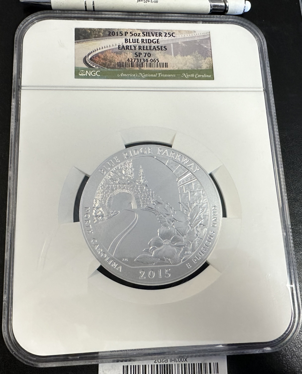 2015 P 5 0Z SILVER 25C BLUE RIDGE NGC SP 70, 5 oz of .999 fine Silver ...