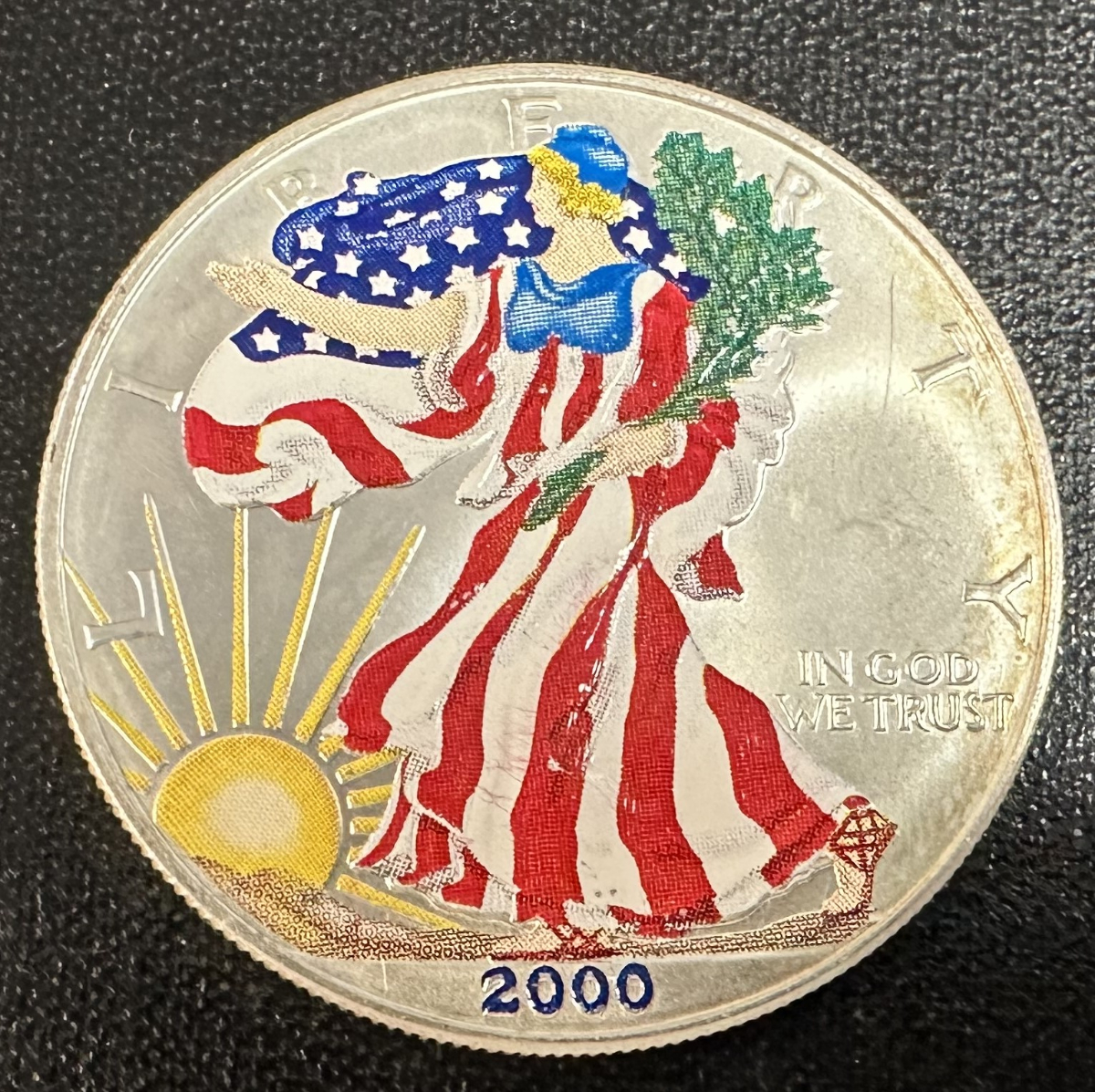 COLORIZED 2000 AMERICAN SILVER EAGLE IN GREAT CONDITION 1OZ FINE .999 ...