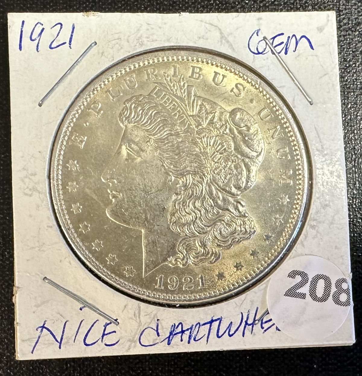 EXCELLENT CARTWHEEL LUSTER 1921-P MORGAN SILVER DOLLAR BU CONDITION ...