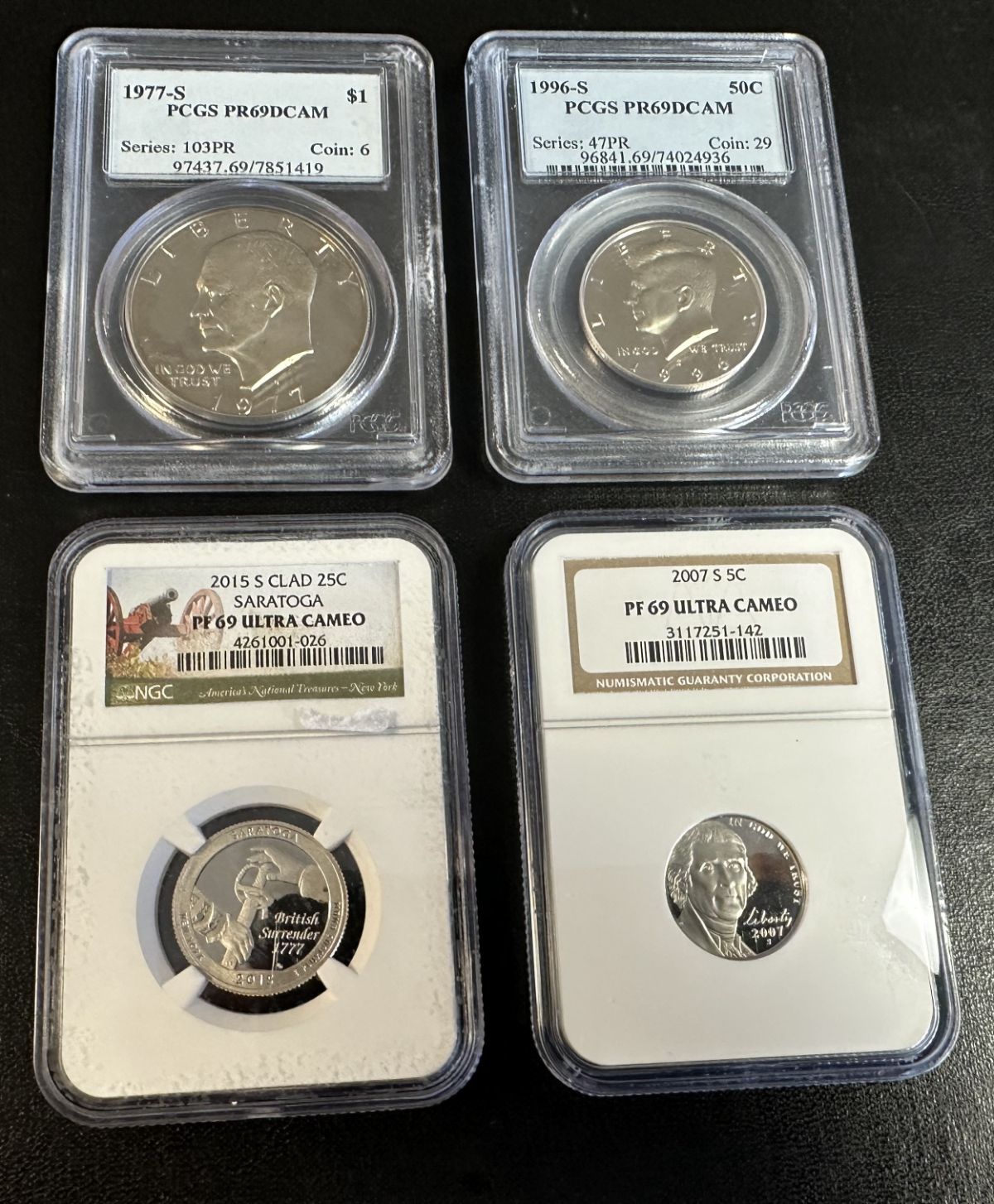 NICE LOT OF FOUR GRADED NGC AND PCGS US MINT COINS, VERY NICE COINS ...