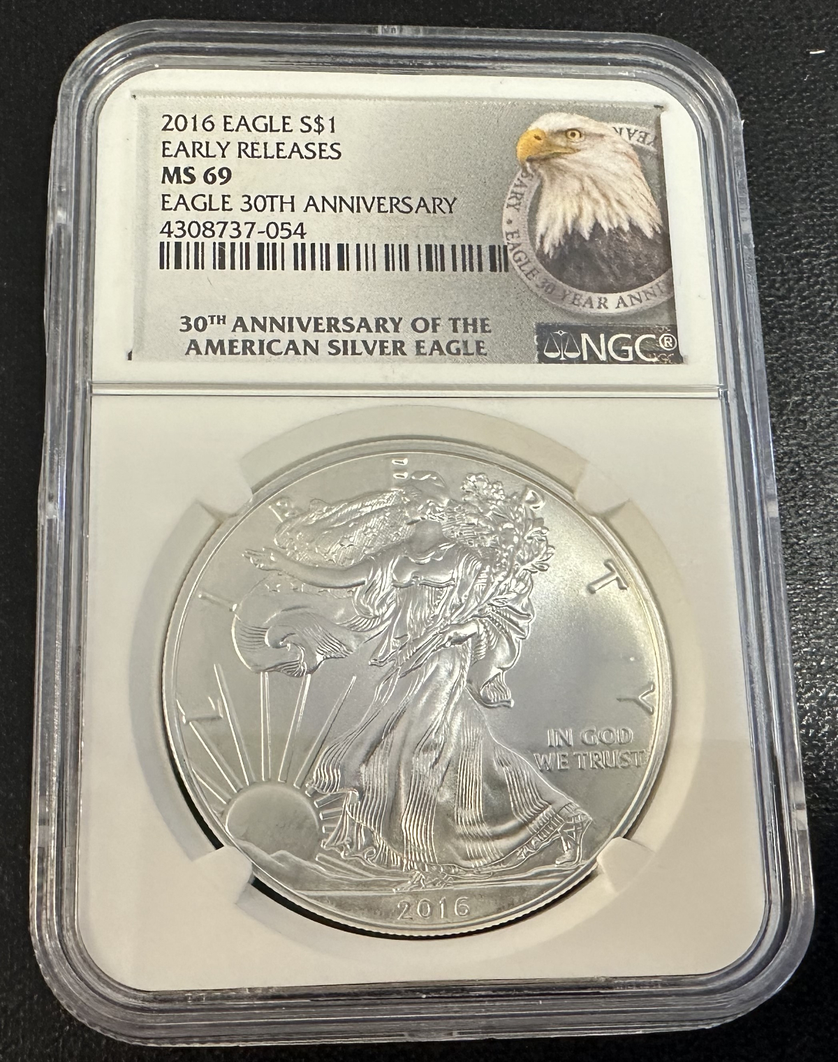 2016 EARLY RELEASES GRADED MS 69 AMERICAN SILVER EAGLE 1 OZ FINE SILVER IN NGC GRADED 30TH ...