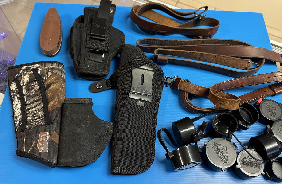 EXCELLENT LOT OF ASSORTED FIREARM ITEMS INCLUDING SLINGS, LENS COVERS ...