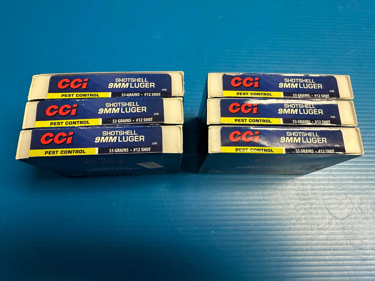 60 ROUNDS CCI 9MM #12 SHOTSHELL 6 NEW BOXES OF 10 ROUNDS EACH NICE ...