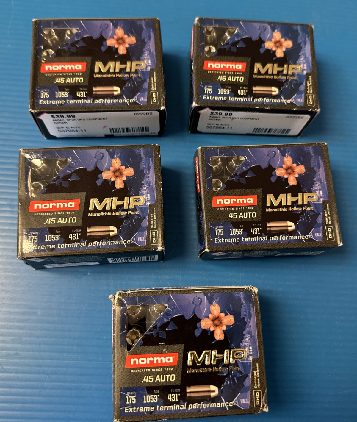 Norma Precision NICE LOT OF 100 ROUNDS NORMA 45 MHP HOLLOW POINT EXTREME TERMINAL PERFORMANCE ...
