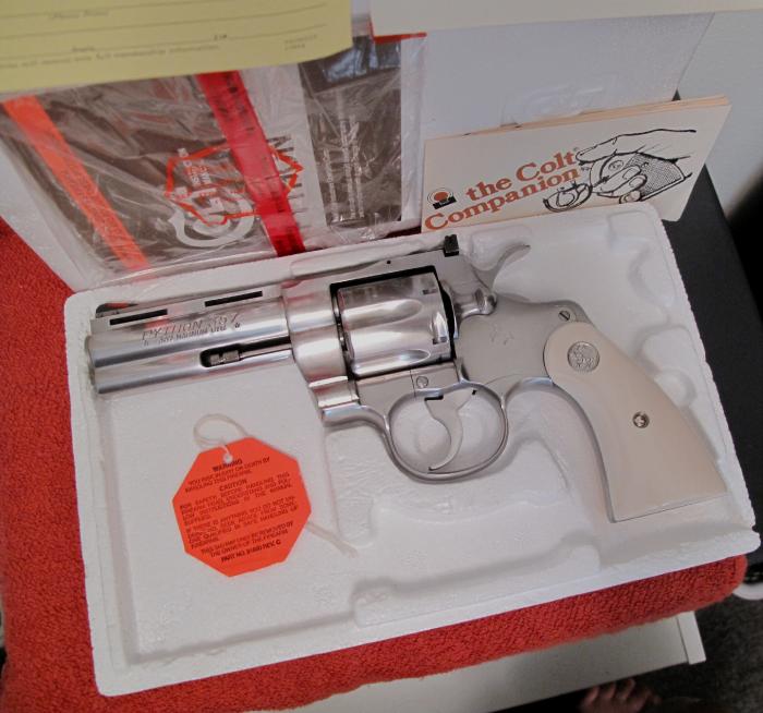 Colt Python 4' Ss Ivory Grips Box/Papers For Sale at GunAuction.com ...