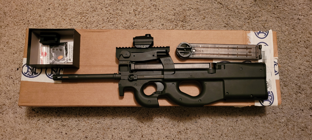 FN PS90 2x 50rd Mags, 50rds SS197SR, Original Box, Primary Arms Optic ...